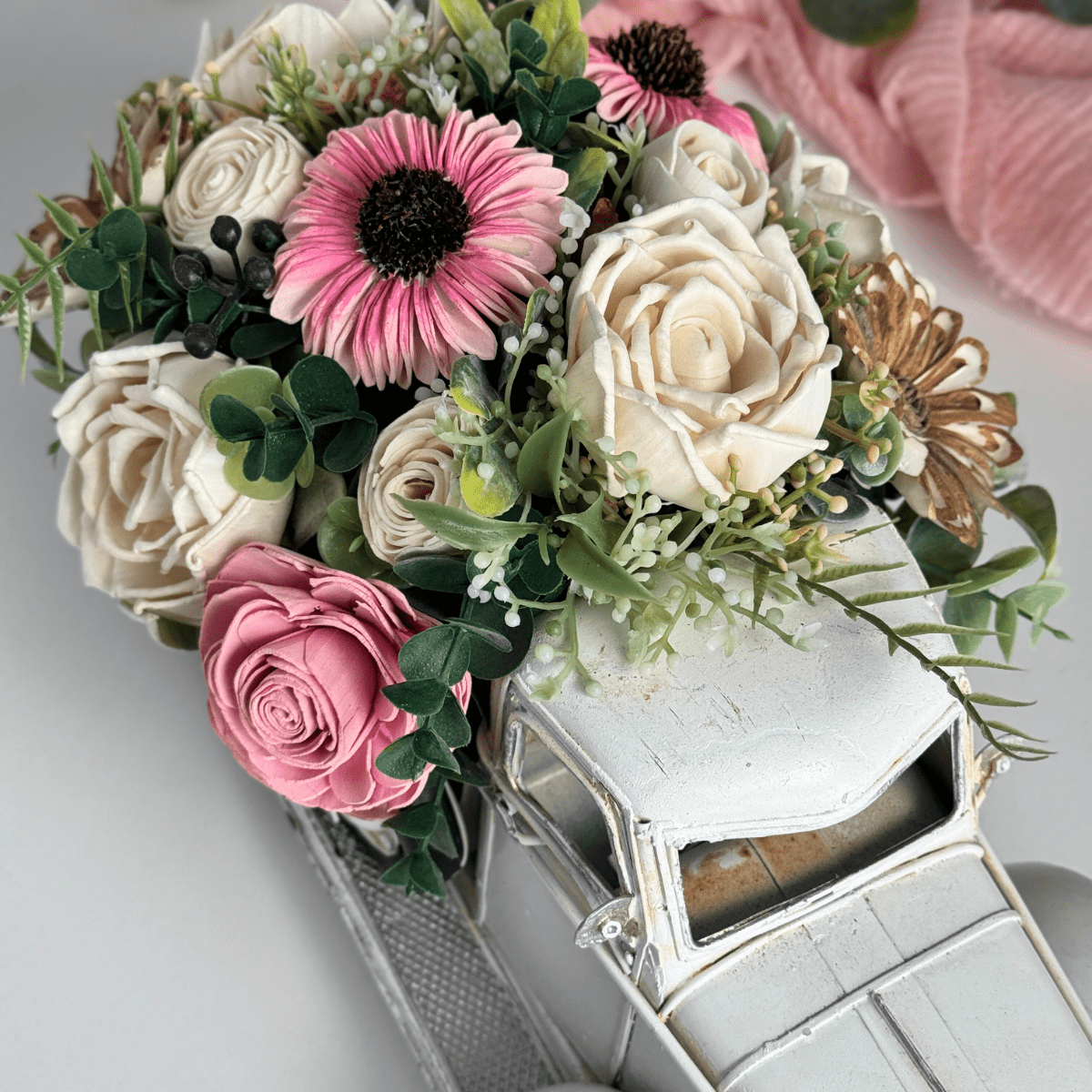 Barbie Vintage Truck Sunflowers | Faux Floral Arrangement
